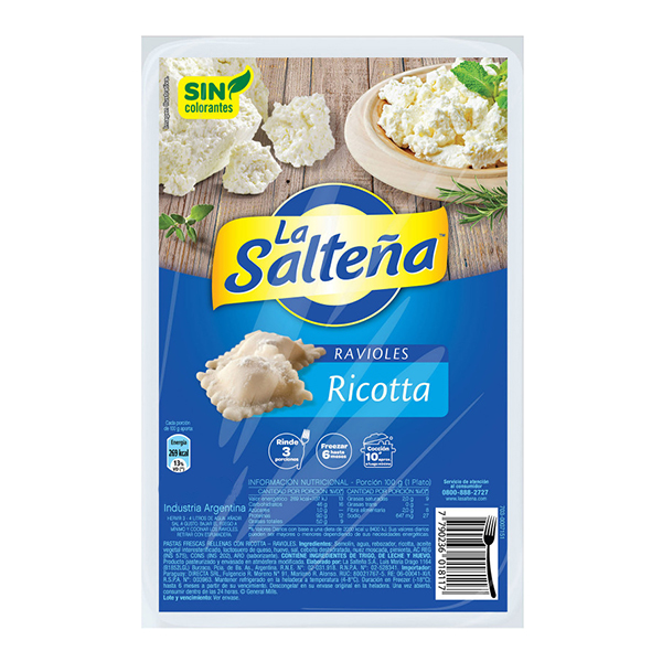 RAVIOLES RICOTTA LA SALTEÑA 400g - Casa Segal