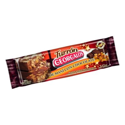 TURRÓN MANÍ CON CHOCOLATE GEORGALOS 90g - Casa Segal